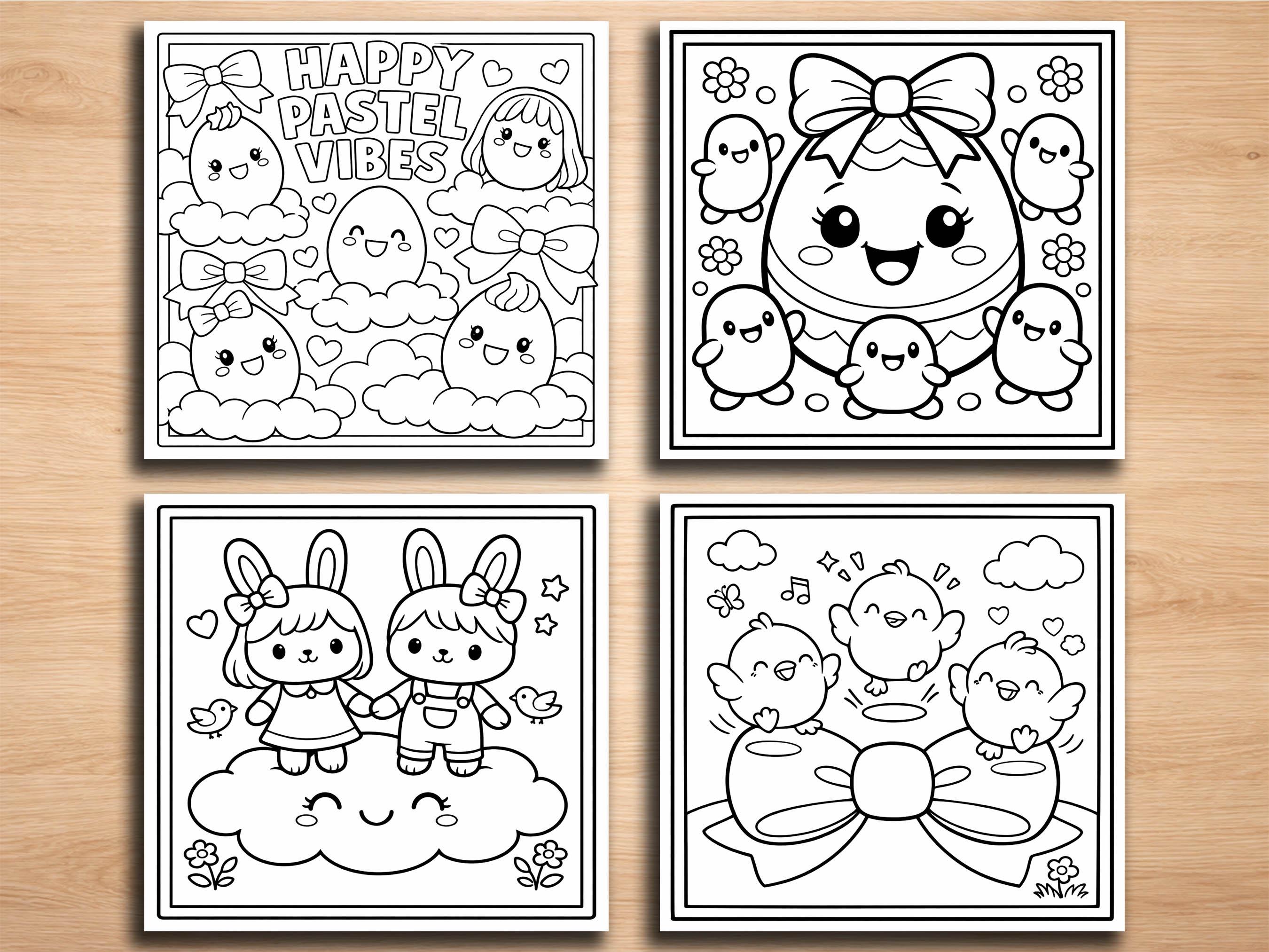 Easter Coloring Pages – Kawaii Printable Set - Etsy Australia