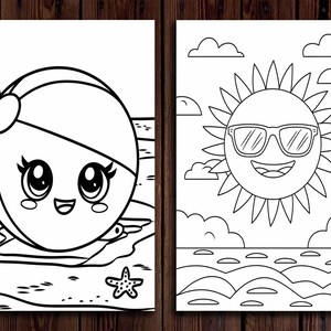 Kawaii Summer Coloring Pages Digital Download | 20 Cute and Sunny ...