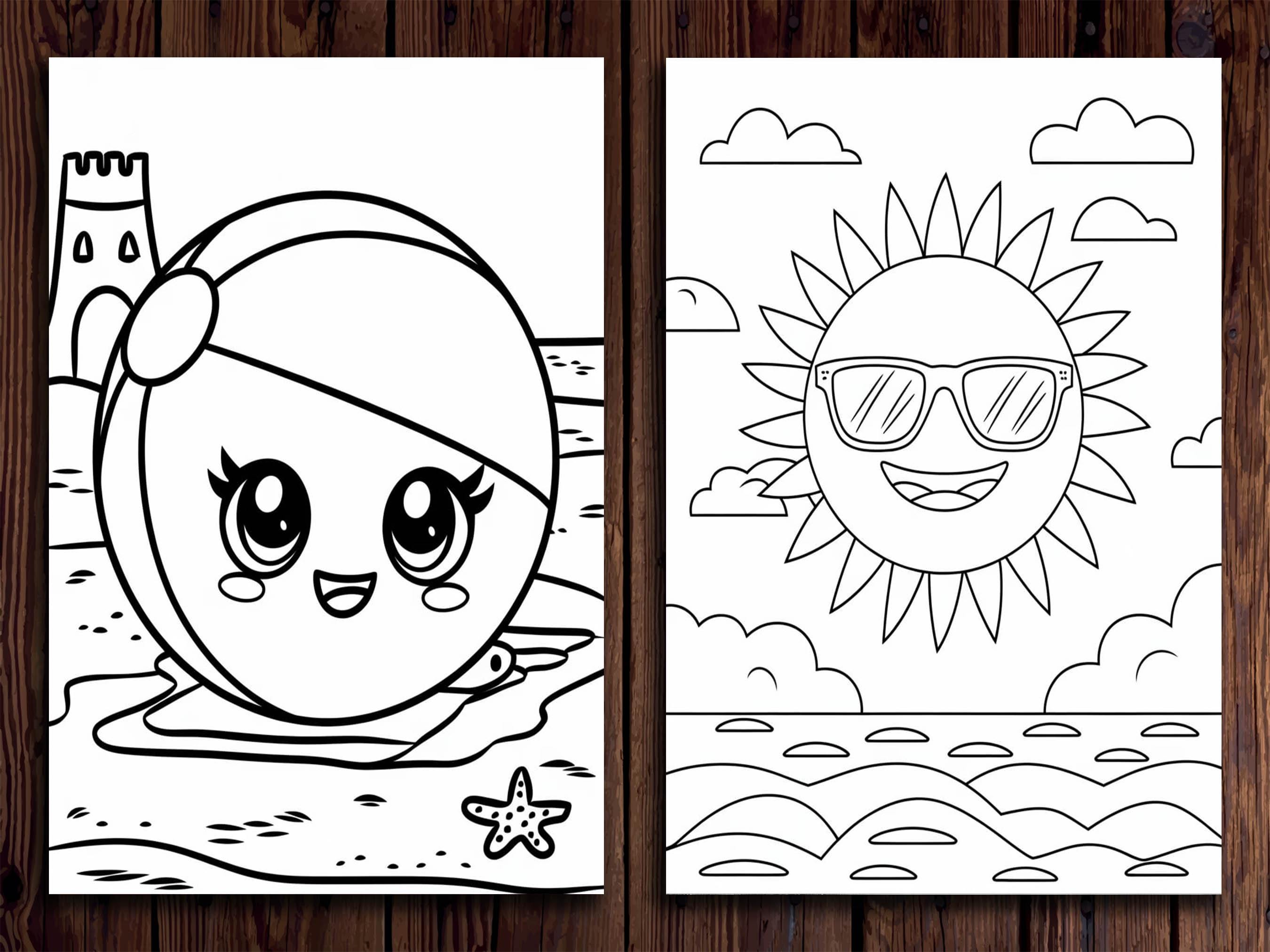 Kawaii Summer Coloring Pages | Beach, Ice Cream (digital Download) - Etsy