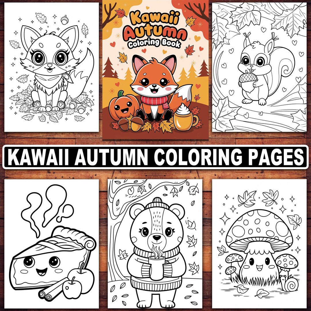 Kawaii Autumn Coloring Pages | 20 Cute and Cozy Fall Designs for Kids ...