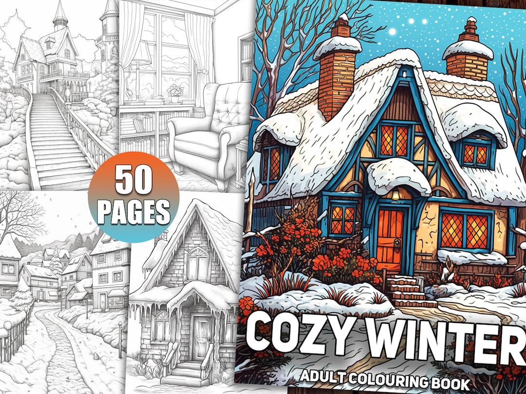 50 Cozy Winter Coloring Pages for Adults, Christmas Vibes Coloring Book ...