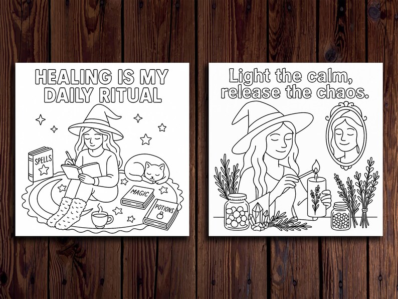 Witchy Self-care Coloring Pages: Crystals, Moon Rituals (printable PDF ...