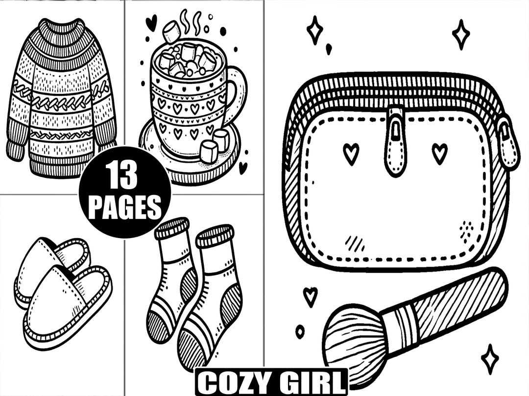 Cozy Girl Coloring Pages | 13 Bold and Easy Designs for Adults & Kids ...