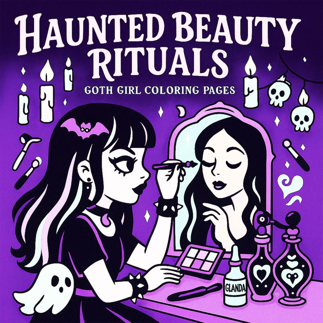 Haunted Beauty Rituals – 20 Pastel Goth Coloring Pages of Ghostly Glam ...