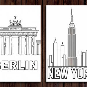World Landmarks Coloring Pages: 20 Travel Destination Designs (digital ...