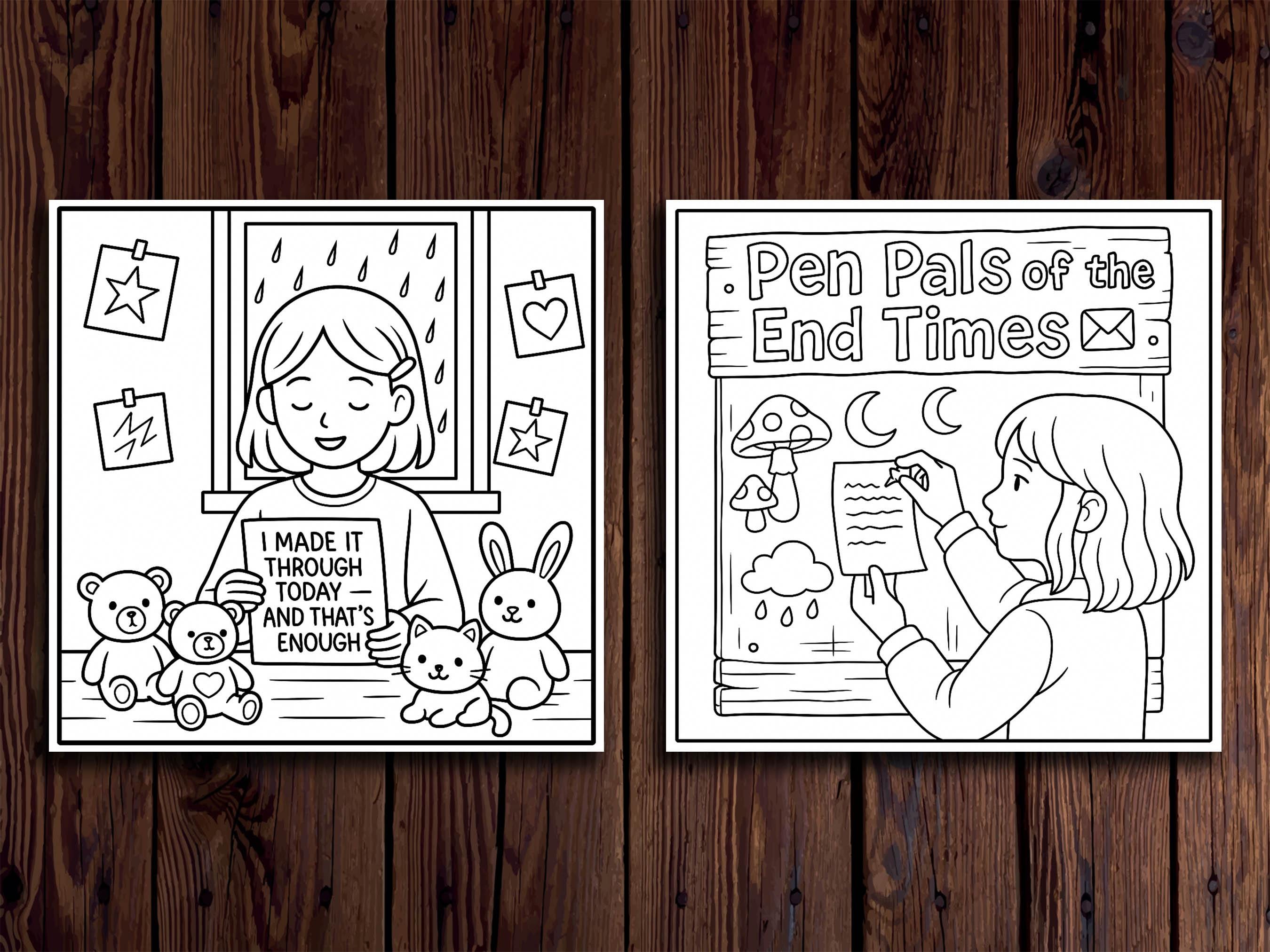 Cozy Apocalypse Coloring Pages: Cottagecore Post-apocalyptic Scenes ...