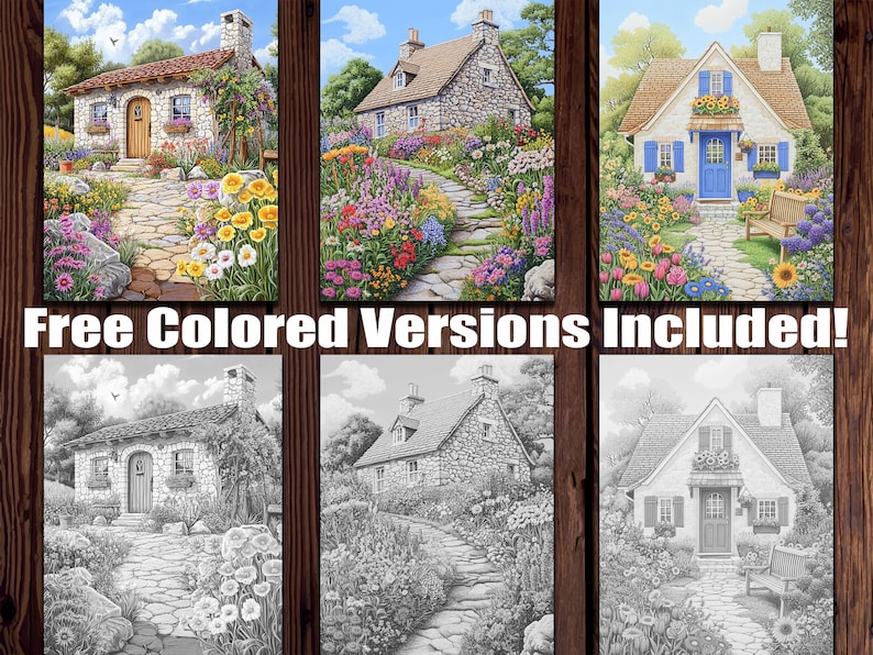 Stone Cottage Coloring Pages: 37 Rustic Countryside Scenes (printable ...