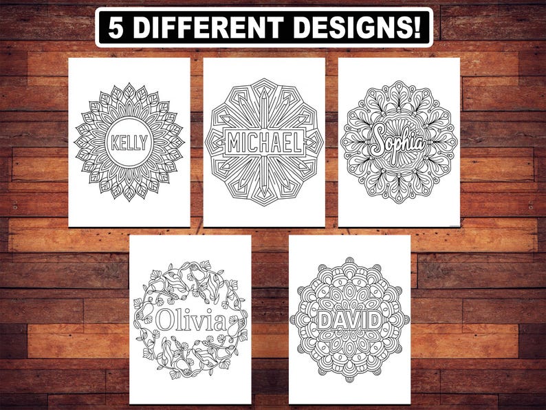 Custom Mandala Coloring Pages With Name | Personalized Printable for ...