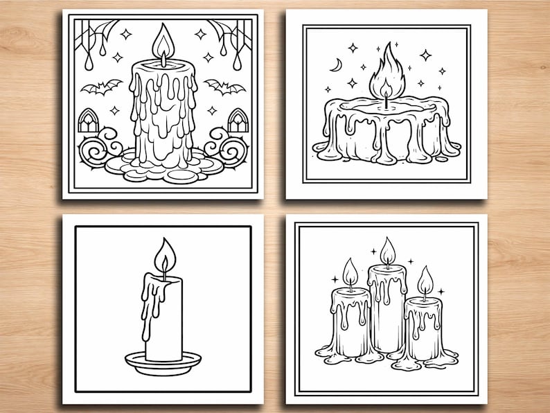 Gothic Candles and Calm Coloring Pages – 20 Moody & Cozy Gothic Line ...