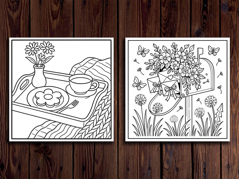 Cozy Spring – 20 Bold & Easy Coloring Pages of Flowers, Doodles, and ...