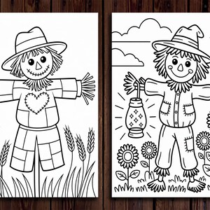 Scarecrow Coloring Pages: Fall Harvest Fun for Kids (digital Download ...