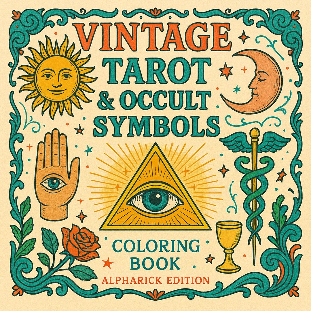 Vintage Tarot & Occult Symbols Coloring Pages | 20 Mystical Designs for ...