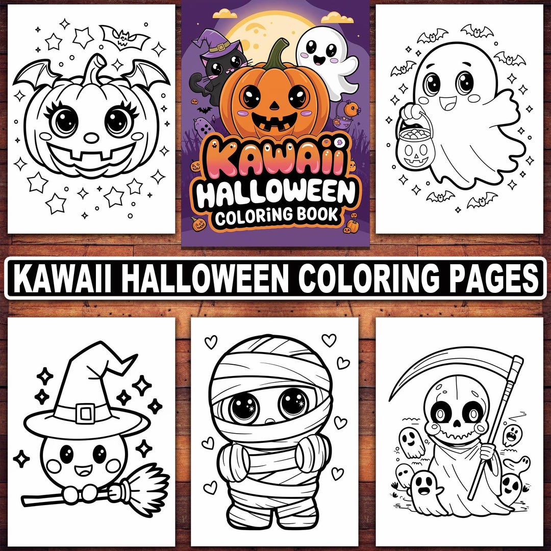 Kawaii Halloween Coloring Pages | 20 Cute and Spooky Designs for Kids ...