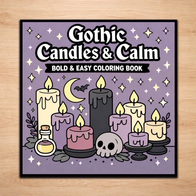Gothic Candles and Calm Coloring Pages – 20 Moody & Cozy Gothic Line ...