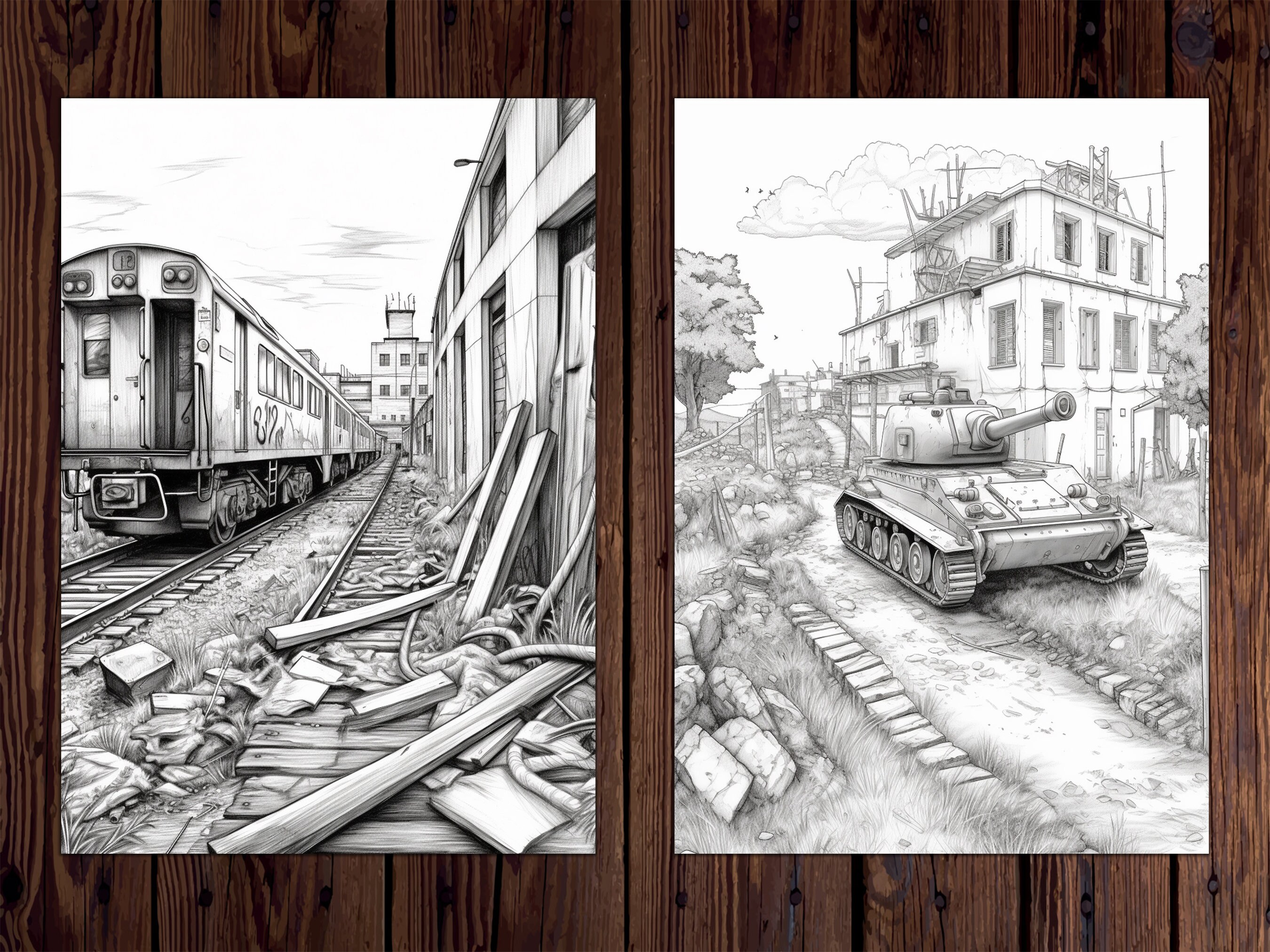 Abandoned City Coloring Book: 50 Pages for Adults (printable PDF) - Etsy