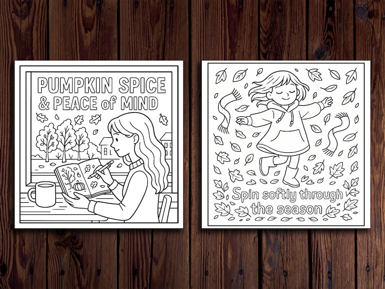 Cozy Autumn Coloring Pages: Fall Scenes Printable (digital Download) - Etsy