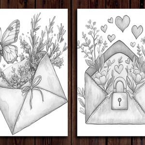 37 Printable Heartfelt Letters Coloring Pages in Grayscale for Adults ...