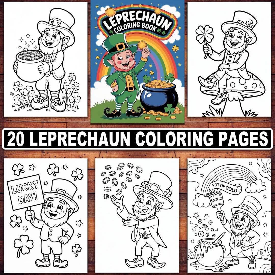 20 Leprechaun Coloring Pages Printable | Cute St. Patrick's Day Rainbow ...