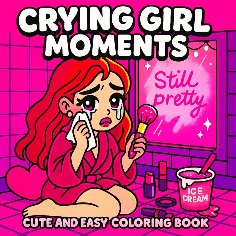 Crying Girl Coloring Pages: Emotional Girlhood Art (digital Download ...