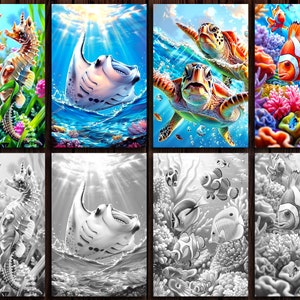 Underwater World Coloring Pages: 40 Grayscale Sea Creatures (printable ...