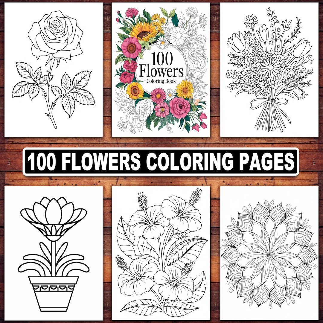 100 Intricate Flower Coloring Pages: Botanical Illustrations (digital ...