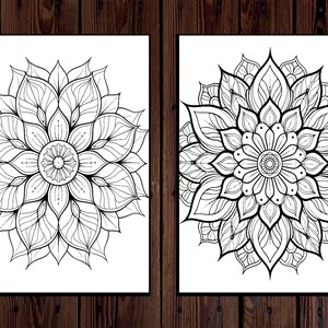 50 Floral Mandala Coloring Pages for Adults, Mindful Patterns Coloring ...