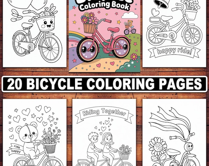 Bike Coloring Page - Etsy Canada