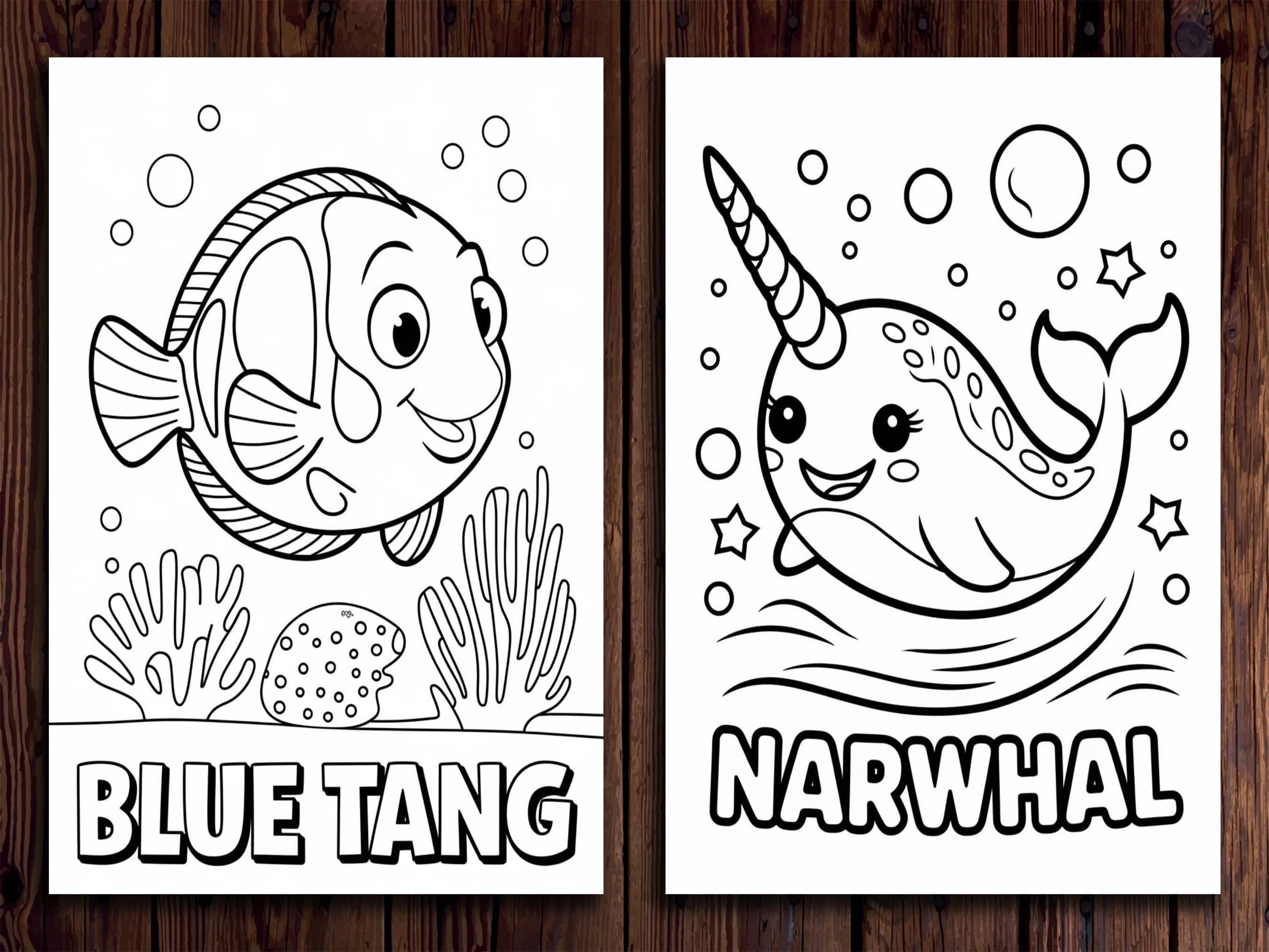 Underwater Animals Coloring Pages: Fun Ocean Life Designs (digital ...