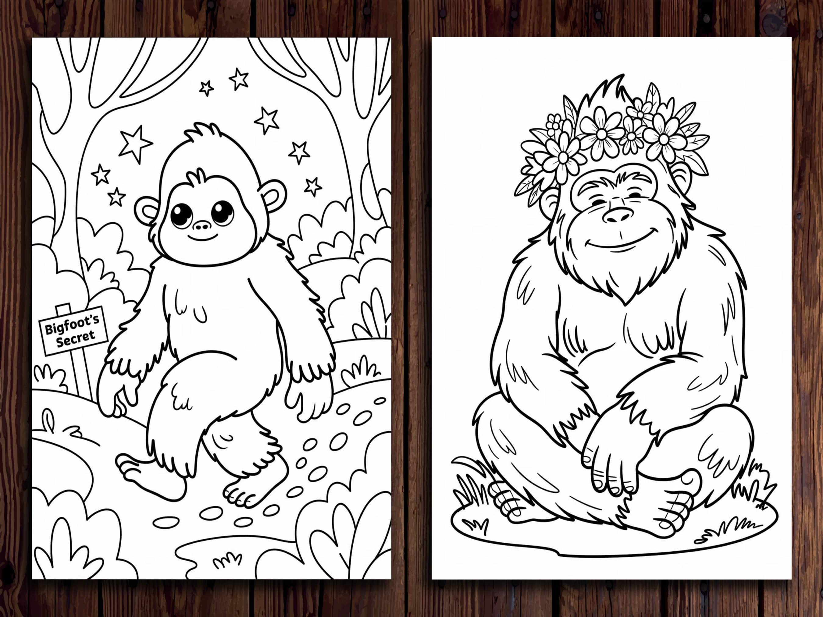 Bigfoot Coloring Book: 20 Mythical Sasquatch Designs (PDF) - Etsy