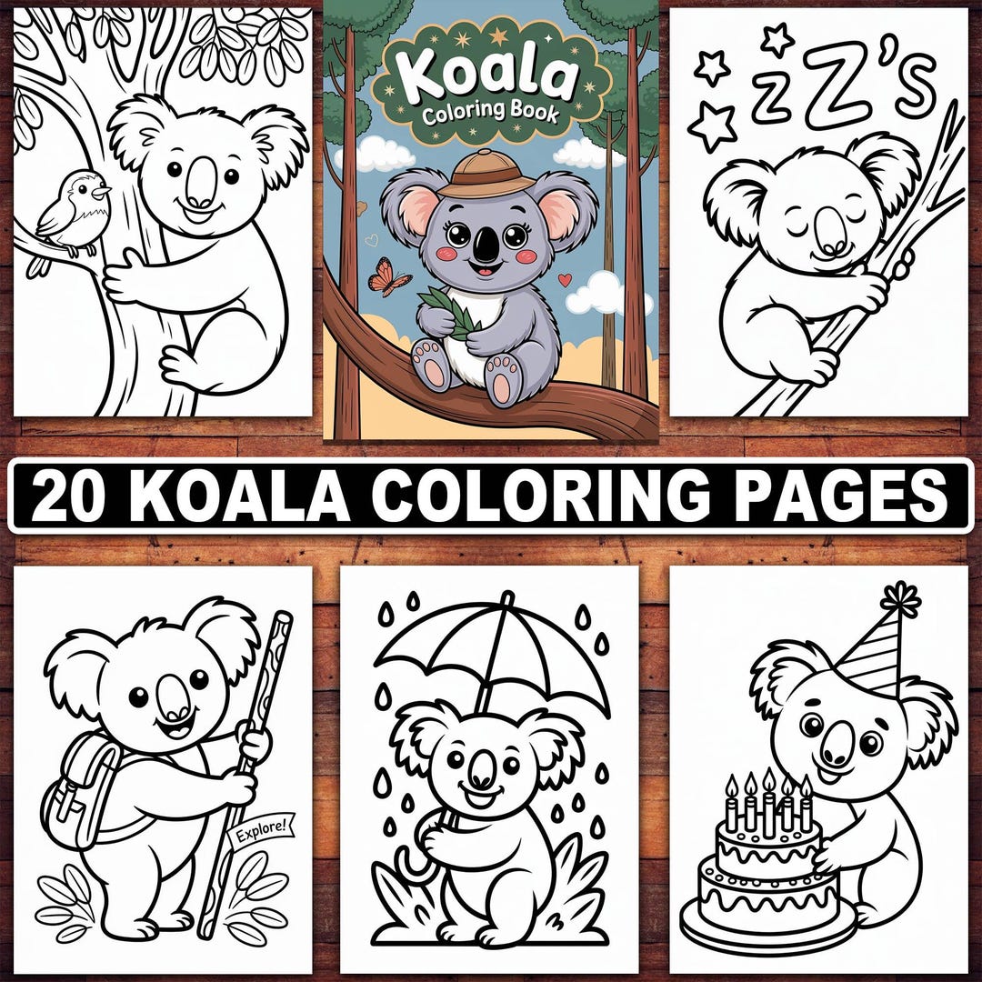 20 Koala Coloring Pages Printable | Cute & Realistic Koala Bear Sheets ...