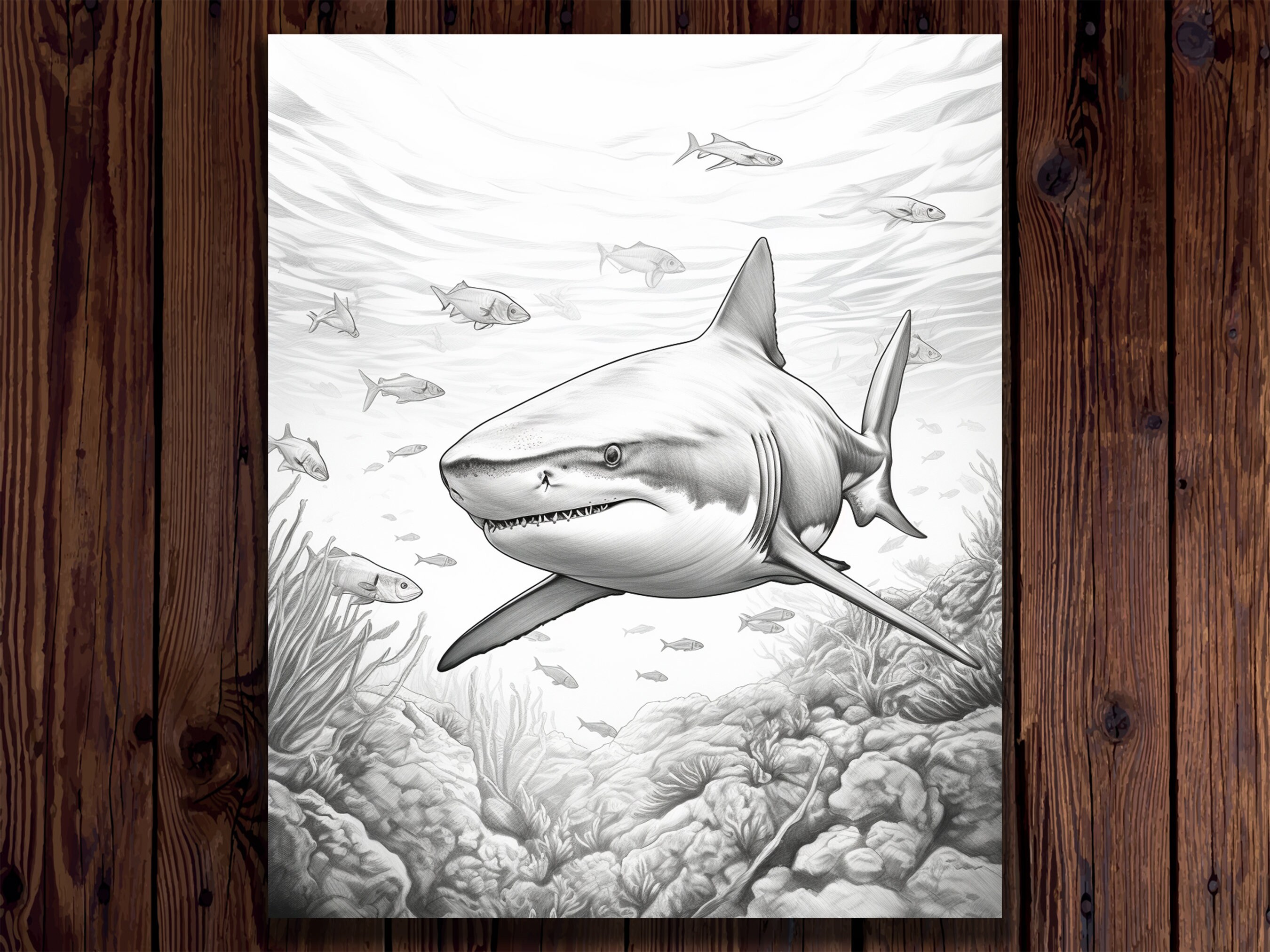 Shark Coloring Pages for Adults: Sea Life Designs (digital Download) - Etsy