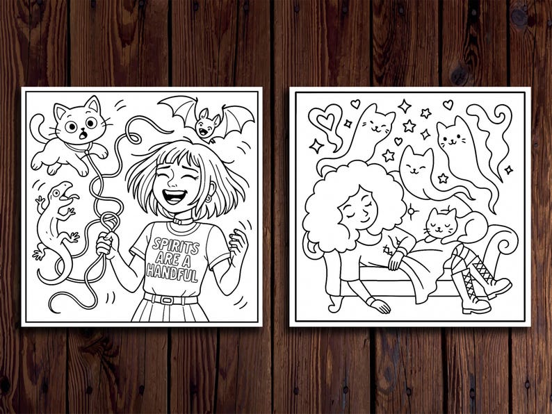 Ghost Pet Daycare Coloring Pages – 20 Pastel Goth Haunted Animals (PDF ...