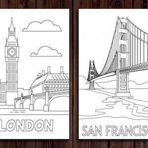 World Landmarks Coloring Pages: 20 Travel Destination Designs (digital ...