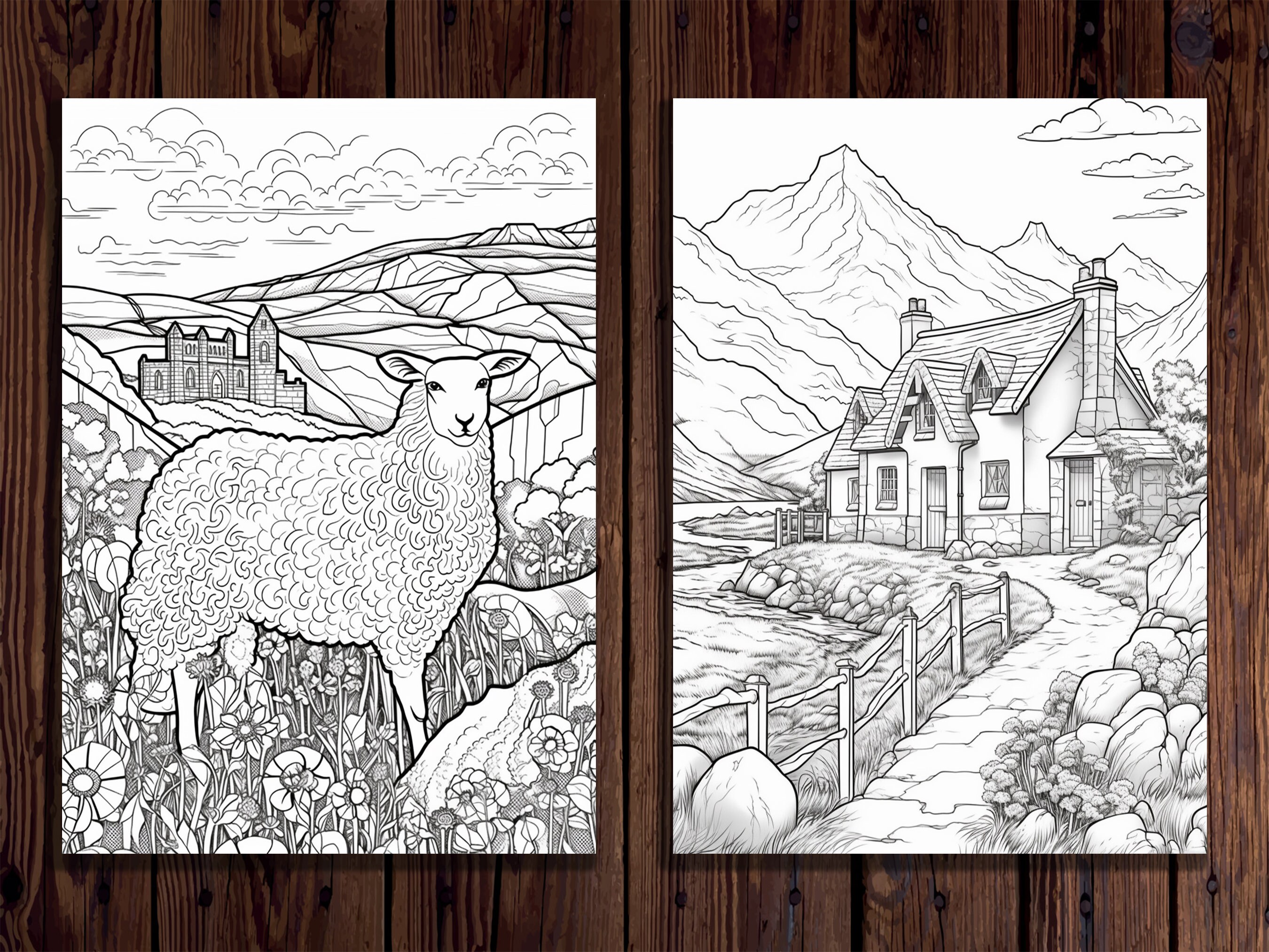 Scottish Countryside Coloring Pages for Adults A Country Life - Etsy