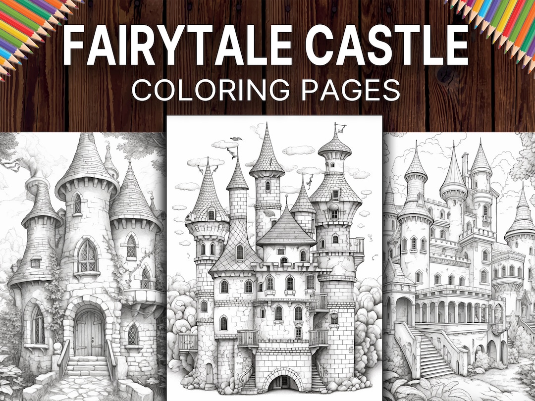 50 Fairytale Castle Coloring Pages for Adults, A Fantasy Coloring Book ...