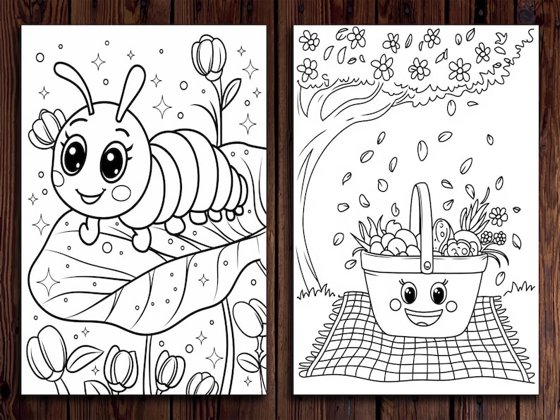 Kawaii Spring Coloring Pages | Easter Animals (digital Download) - Etsy ...