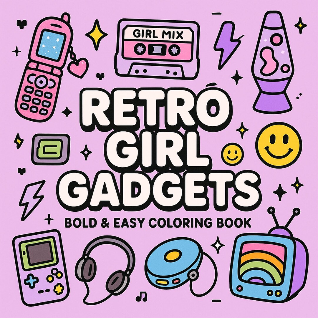Retro Girl Gadgets – 20 Bold & Easy Coloring Pages of Flip Phones ...
