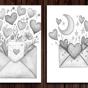 37 Printable Heartfelt Letters Coloring Pages in Grayscale for Adults ...