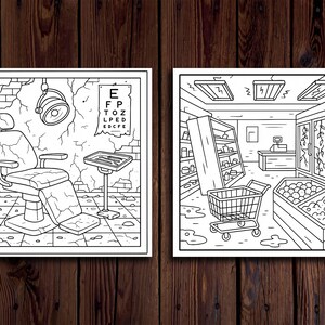 Abandoned Places Coloring Pages: Spooky Ruins & Haunted Buildings ...