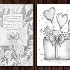 37 Printable Heartfelt Letters Coloring Pages in Grayscale for Adults ...
