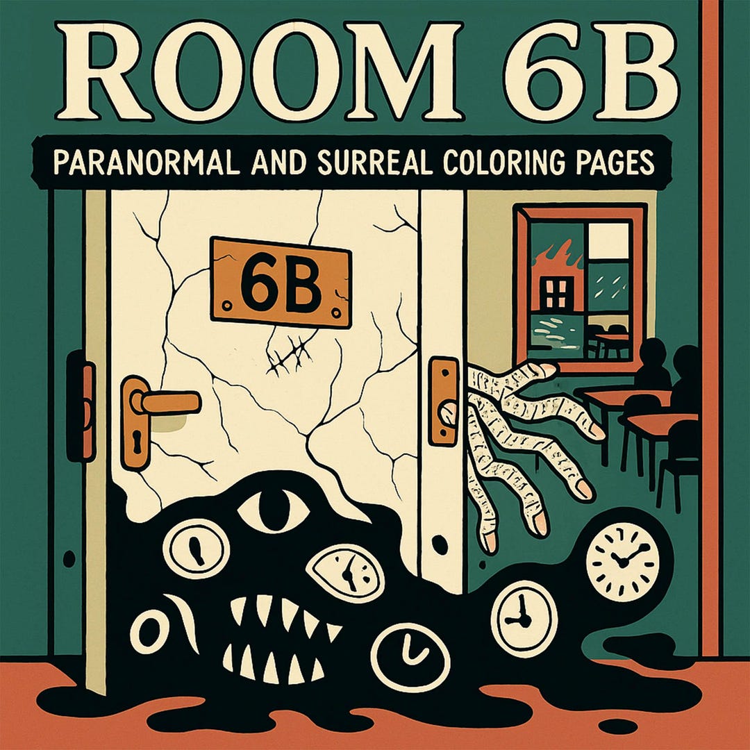 Surreal Horror Coloring Pages: Cursed Room 6B (digital Download) - Etsy