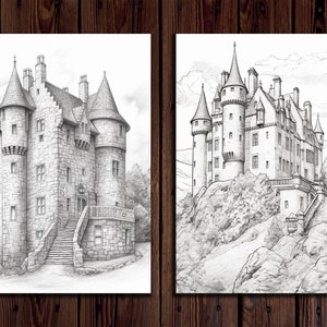 50 Scottish Castles Coloring Pages for Adults, Architecture Coloring ...