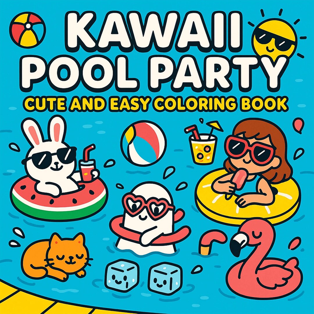 20 Kawaii Pool Party Coloring Pages Printable | Cute Summer Coloring ...