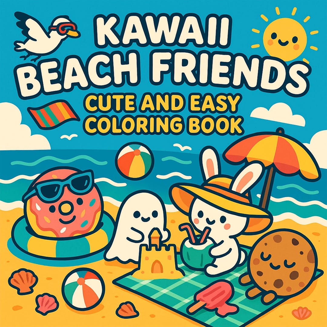 Kawaii Beach Friends Coloring Pages: Summer Animal Designs (PDF Pattern ...