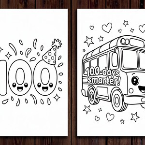 100 Days of School Coloring Pages: 20 Fun Learning Designs (digital ...