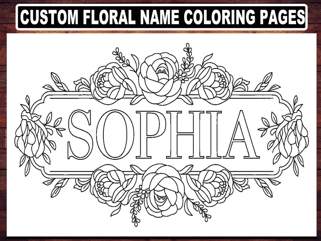 Custom Floral Name Coloring Pages | Personalized Printable Art for Kids ...