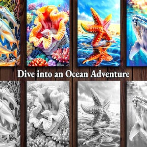 Underwater World Coloring Pages: 40 Grayscale Sea Creatures (printable ...