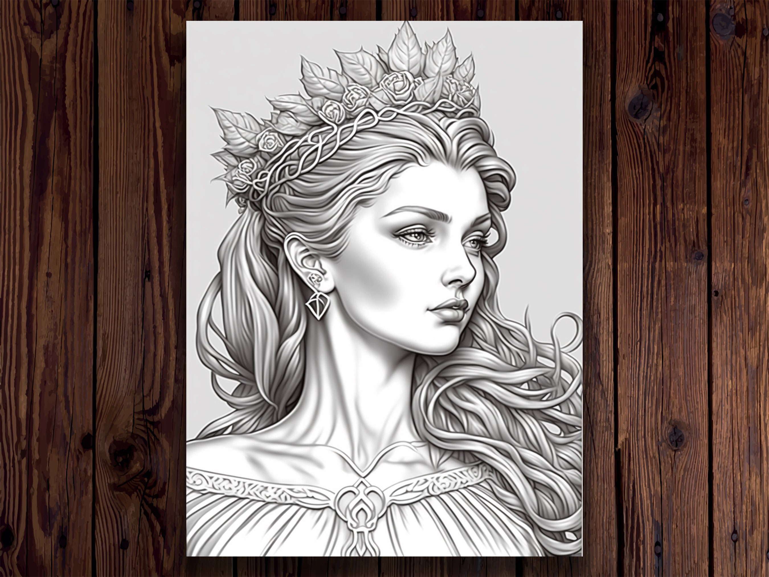 20 Fantasy Beauties Coloring Pages Princess Themed Pages With - Etsy