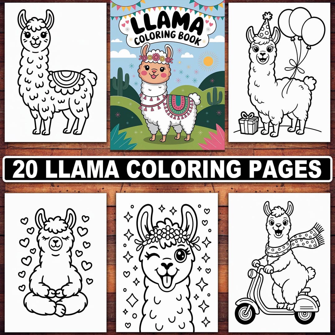 Llama Coloring Pages | 20 Alpaca Animal Sheets (digital Download) - Etsy