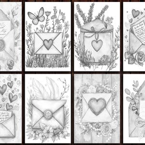 37 Printable Heartfelt Letters Coloring Pages in Grayscale for Adults ...